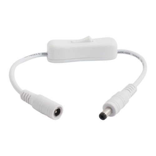 Cable conexión DC Jack Hembra Macho con interruptor Blanco Ledbeith mx