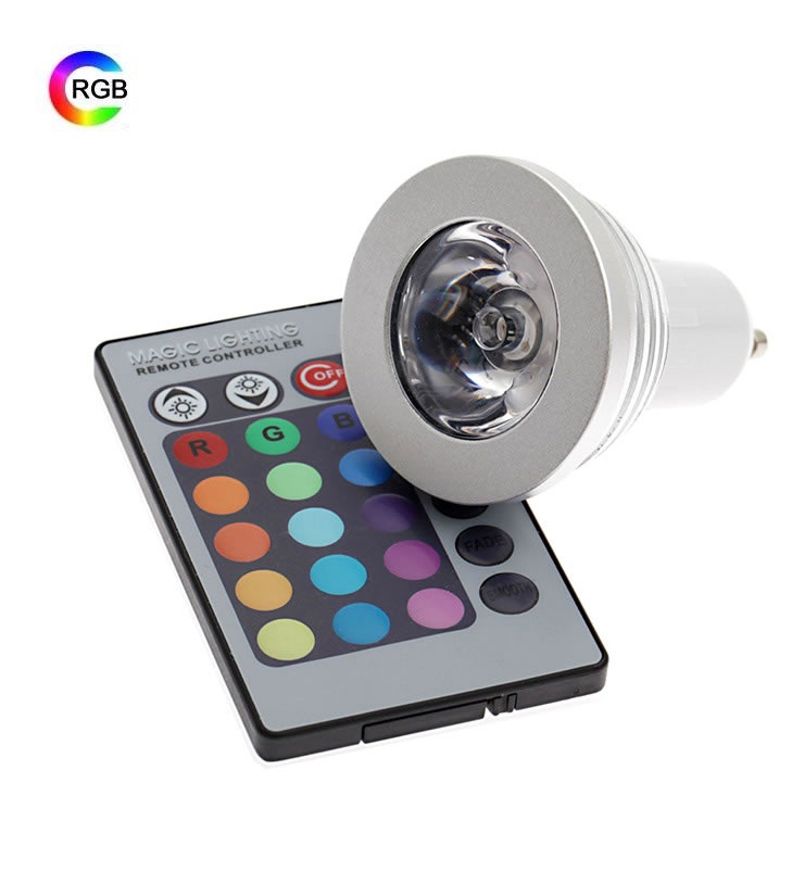Foco Led RGB 16 Colores 1*3 Watts Base GU10 Con Control Remoto ...